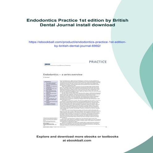 Endodontics Practice 1st edition by British Dental Journal | PDF