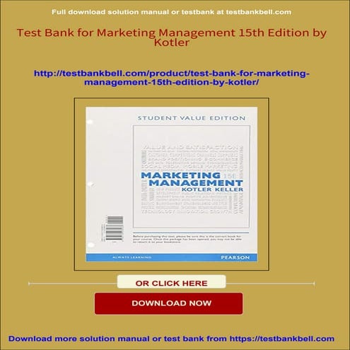 Download full Test Bank for Marketing Management 15th Edition by Kotler ...