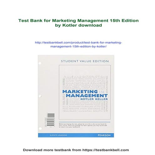 Test Bank for Marketing Management 15th Edition by Kotler | PDF