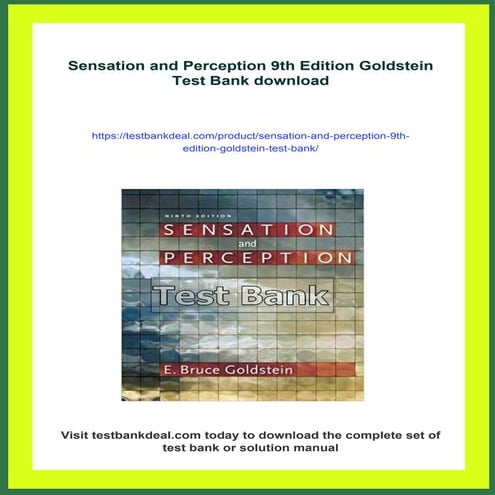 Sensation and Perception 9th Edition Goldstein Test Bank | PDF