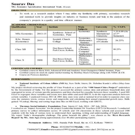 SOURAV_DAS_Resume | DOCX | Business Administration | Business