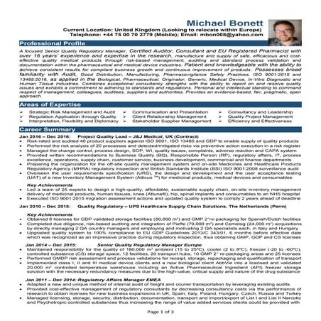 1 MB 20 DEC 2016 CV - GMP GDP QMS ISO 9001 13485 PV RA | DOC