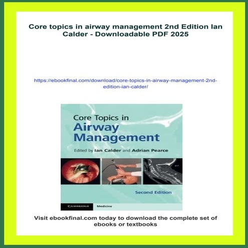 Core topics in airway management 2nd Edition Ian Calder | PDF