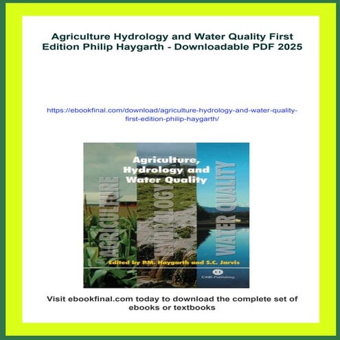 Agriculture Hydrology and Water Quality First Edition Philip Haygarth | PDF