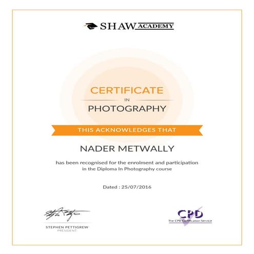 Certificate in PHOTOGRAPHY | PDF