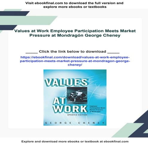 Values at Work Employee Participation Meets Market Pressure at ...