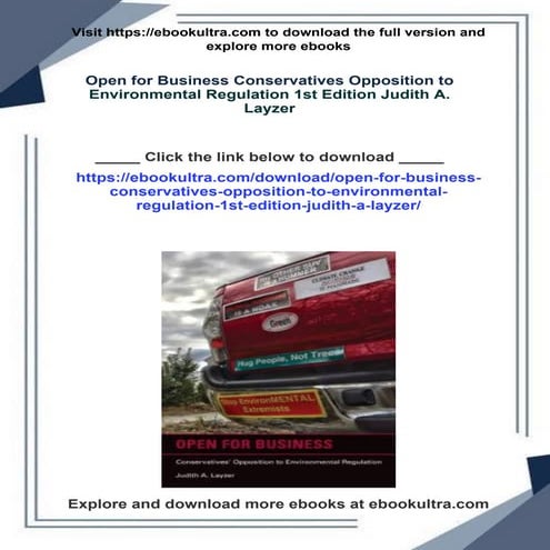 Open for Business Conservatives Opposition to Environmental Regulation 1st Edition Judith A ...