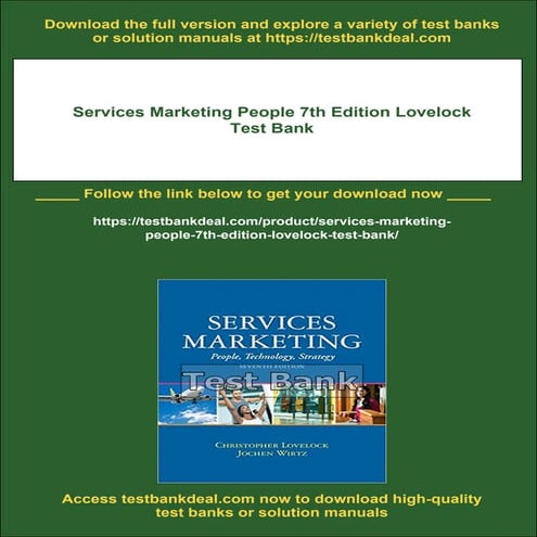 Services Marketing People 7th Edition Lovelock Test Bank | PDF