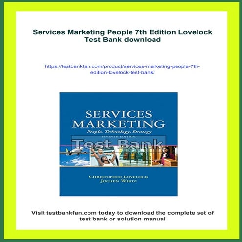 Services Marketing People 7th Edition Lovelock Test Bank | PDF