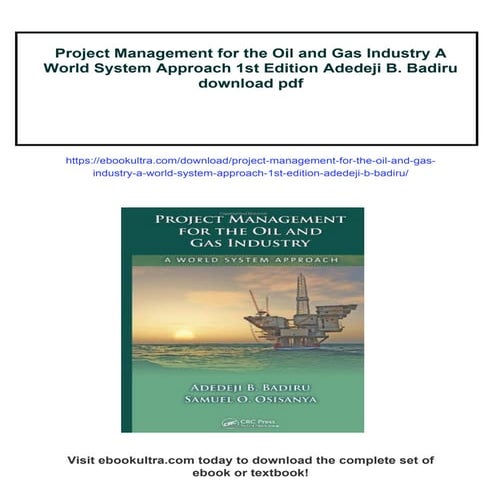 Project Management for the Oil and Gas Industry A World System Approach ...