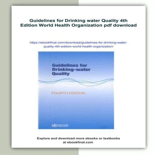 Guidelines for Drinking water Quality 4th Edition World Health ...