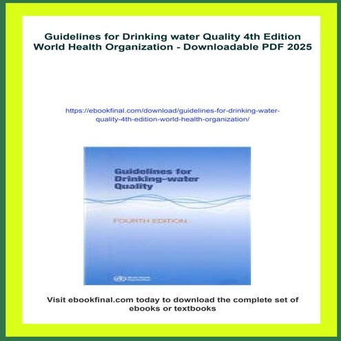 Guidelines for Drinking water Quality 4th Edition World Health ...