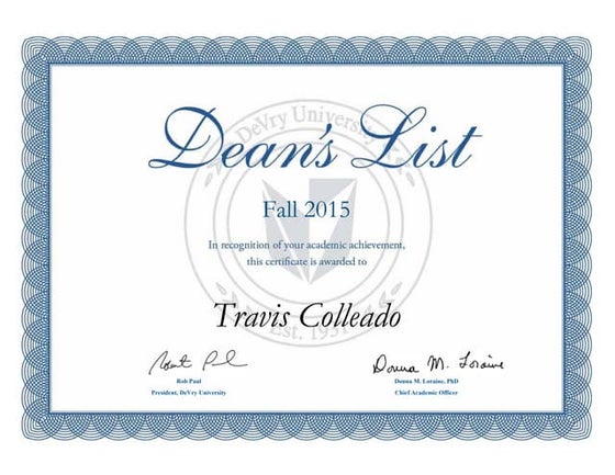 Dean's List Certificate | PPT