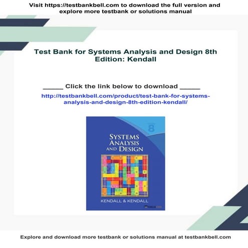 Test Bank for Systems Analysis and Design 8th Edition: Kendall | PDF