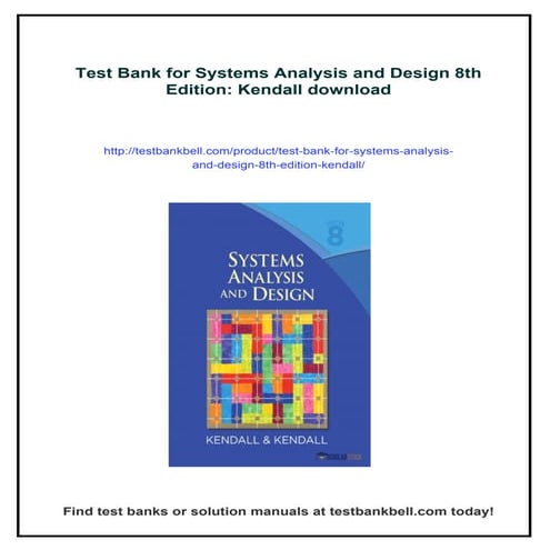 Test Bank for Systems Analysis and Design 8th Edition: Kendall | PDF