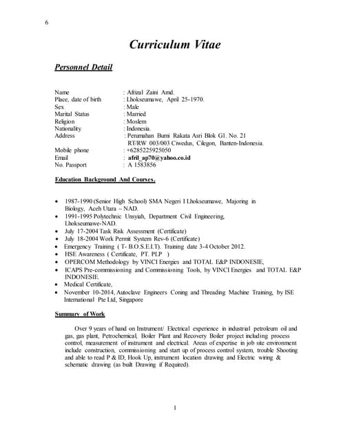 Career History, Working experience | DOC