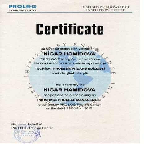Certificate - Purchase Process Management | PDF