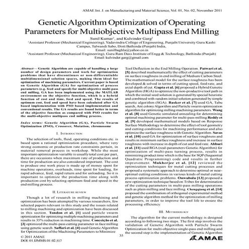 Genetic Algorithm Optimization Of Operating Parameters For Multiobjective Multipass End Milling