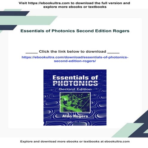 Essentials of Photonics Second Edition Rogers | PDF