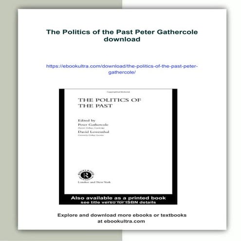 The Politics of the Past Peter Gathercole | PDF