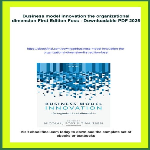 Business model innovation the organizational dimension First Edition ...
