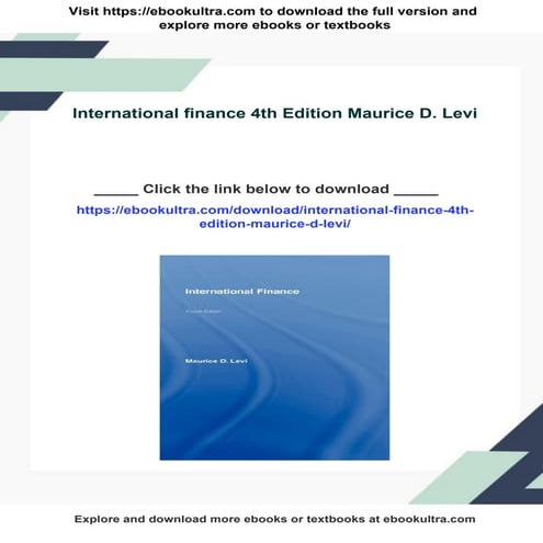 International finance 4th Edition Maurice D. Levi | PDF