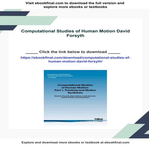 Computational Studies of Human Motion David Forsyth | PDF