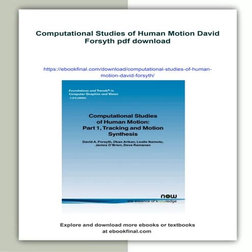 Computational Studies of Human Motion David Forsyth | PDF