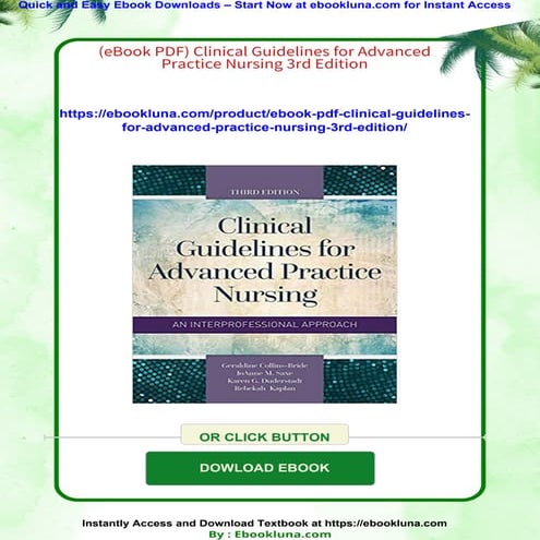 (eBook PDF) Clinical Guidelines for Advanced Practice Nursing 3rd Edition | PDF
