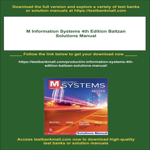 M Information Systems 4th Edition Baltzan Solutions Manual | PDF