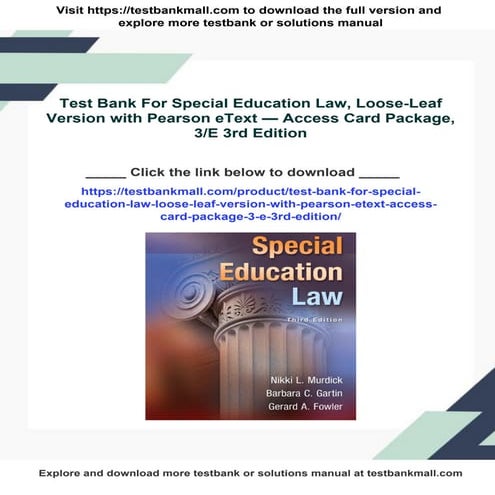 Get full Test Bank For Special Education Law, Loose-Leaf Version with ...
