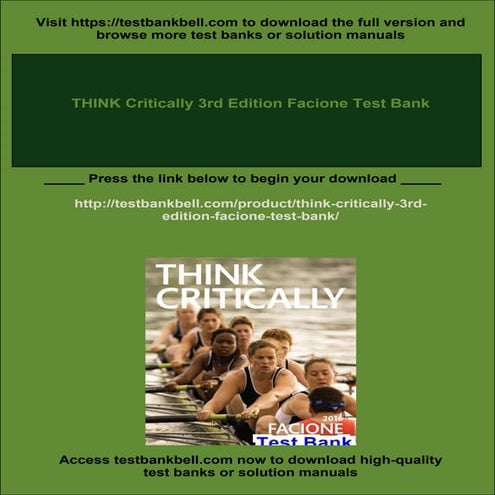 THINK Critically 3rd Edition Facione Test Bank | PDF
