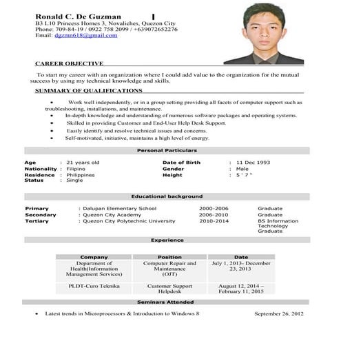 De Guzman, Ronald C. | DOC | IT and Internet Support | Internet