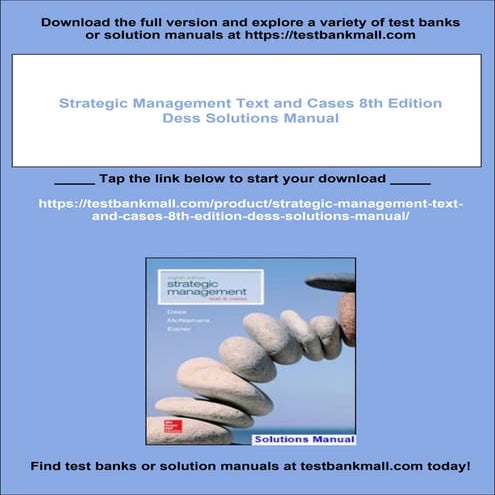 Strategic Management Text and Cases 8th Edition Dess Solutions Manual | PDF