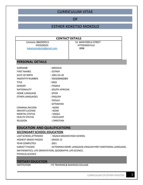 SHEKWA PF CV | PDF