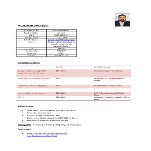 Curriculum Vitae Muhammad Kazim | DOCX