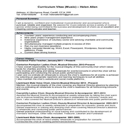 Helen Allen Music CV 2016 | DOCX