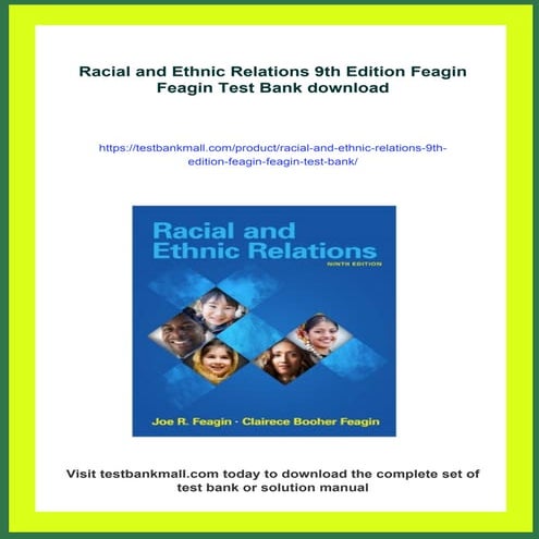 Racial and Ethnic Relations 9th Edition Feagin Feagin Test Bank | PDF