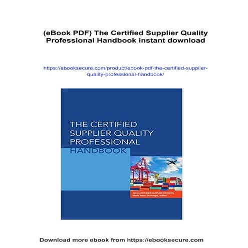 (eBook PDF) The Certified Supplier Quality Professional Handbook | PDF