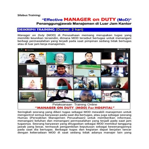 Silabus Training "Operation Supervisory Skills di Era Digital 4.0" | DOCX