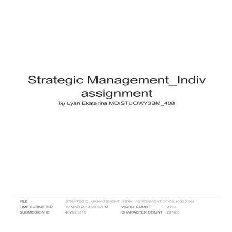 Strategic Management_Indiv assignment | PDF