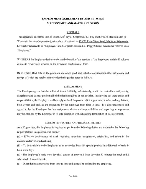 Probationary Employment Contract Sample | PDF