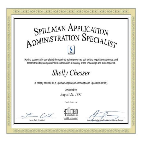 Spillman Certification_Chesser_Shelly | PDF