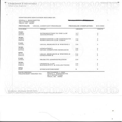 Oakland University Official Transcripts | PDF