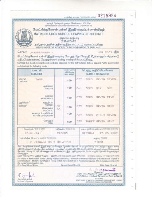 HSC MARKSHEET | PDF