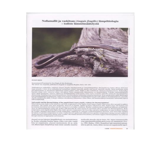 51b; anguis fragilis thermoregulation; reprinted in finnish by finnish ...