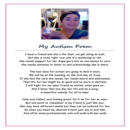Sarah's Autism Poem (1) | DOCX | Special Needs Kids | Parenting