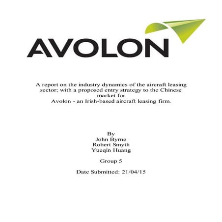 Avolon - Proposed Market-Entry Strategy | DOCX