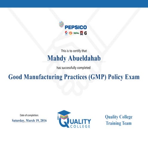 Good Manufacturing Practices (GMP) Policy Exam | PDF
