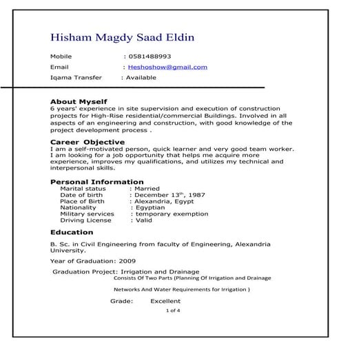 Eng Hisham cv | DOC